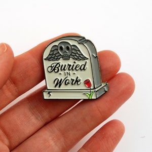 Buried in Work Cemetery Headstone Enamel Pin - Etsy