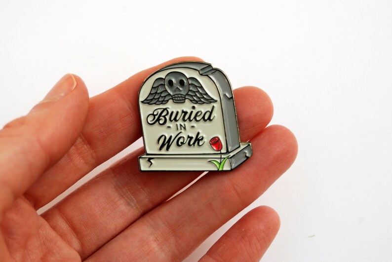 Buried in Work Cemetery Headstone Enamel Pin - Etsy