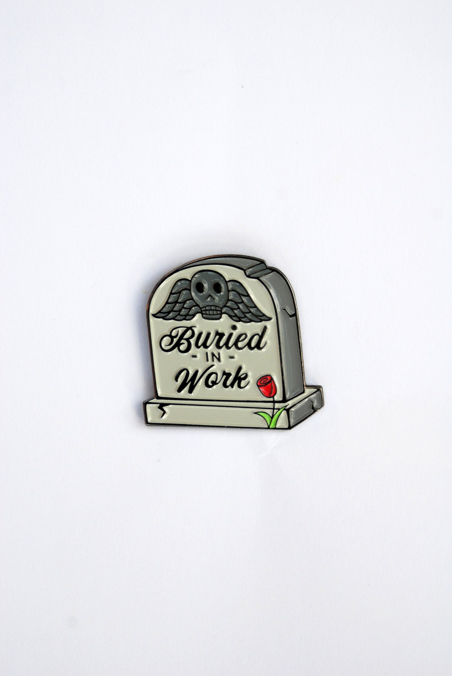 Buried in Work Cemetery Headstone Enamel Pin - Etsy