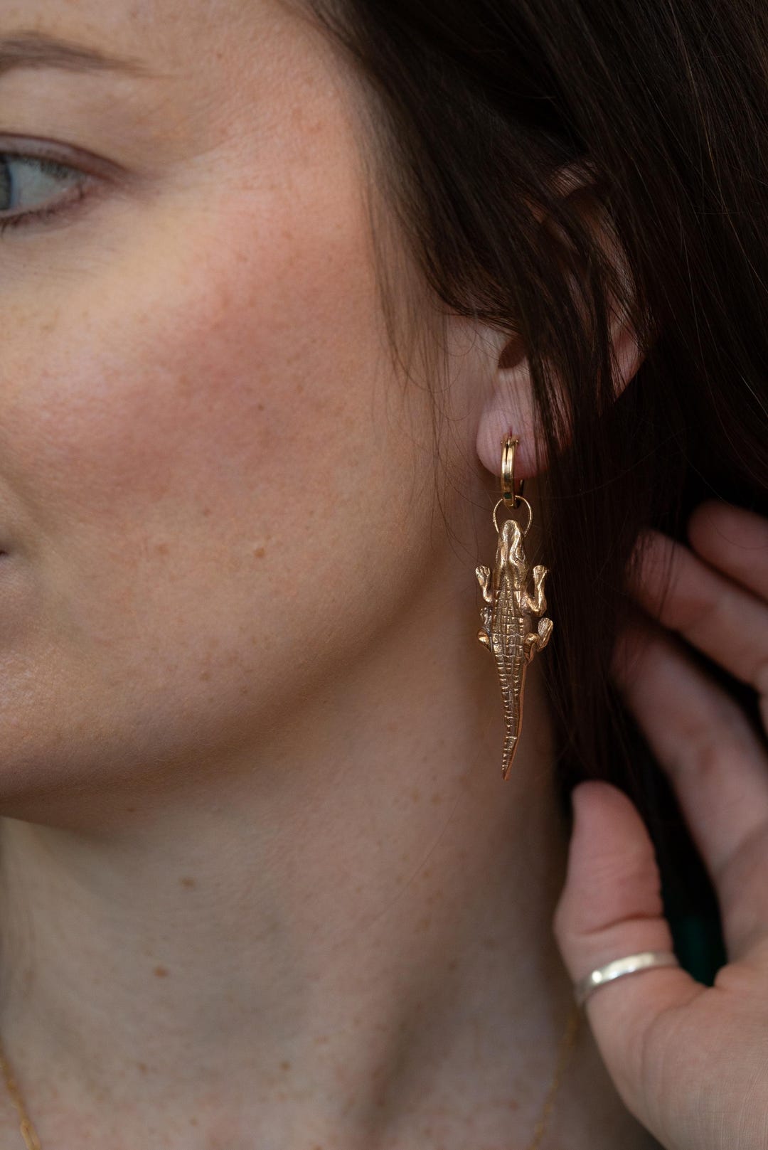 Alligator Hoop Earrings in Silver or Bronze - Etsy