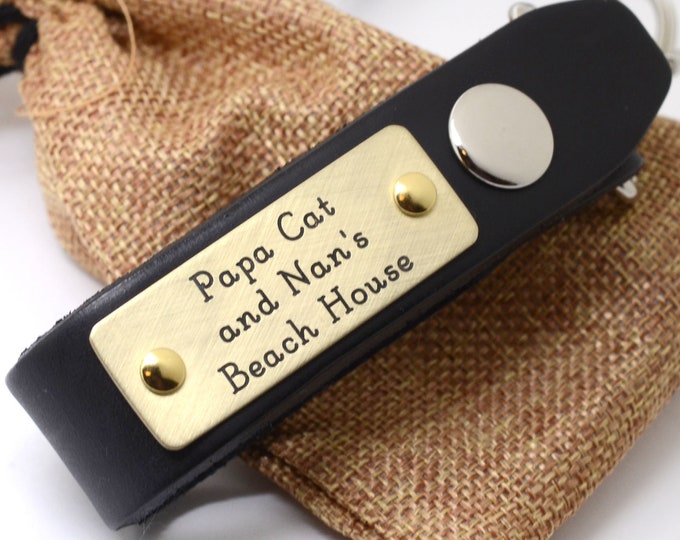Personalized Leather Keychain Gift for Men, Custom Leather Key Fob ...