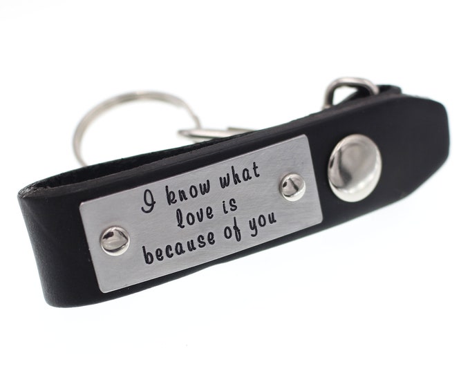 Personalized Leather Keychain Gift for Men, Custom Leather Key Fob ...