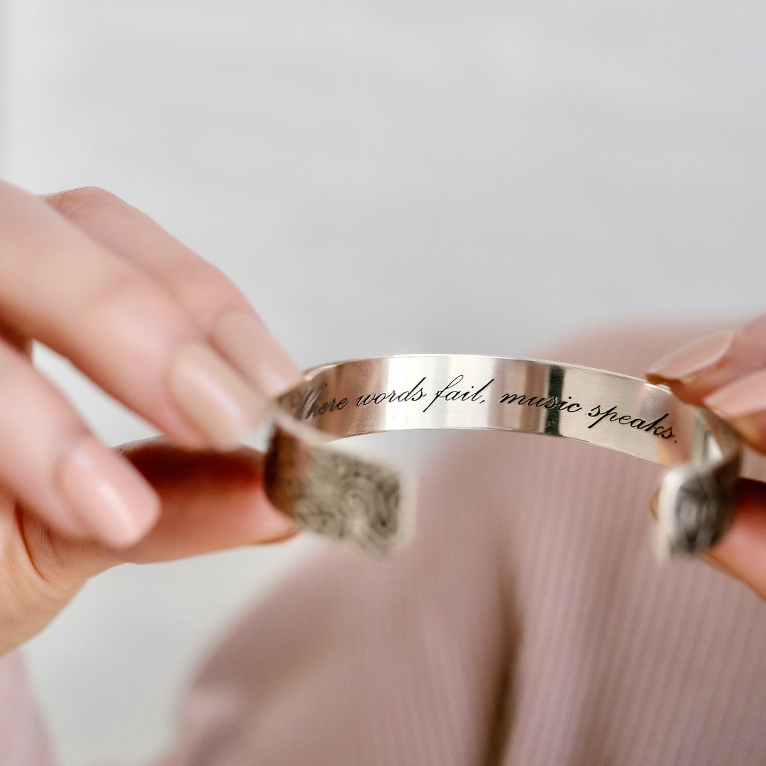 Music Notes Sterling Silver Cuff Bracelet, One-of-a-kind Personalized ...