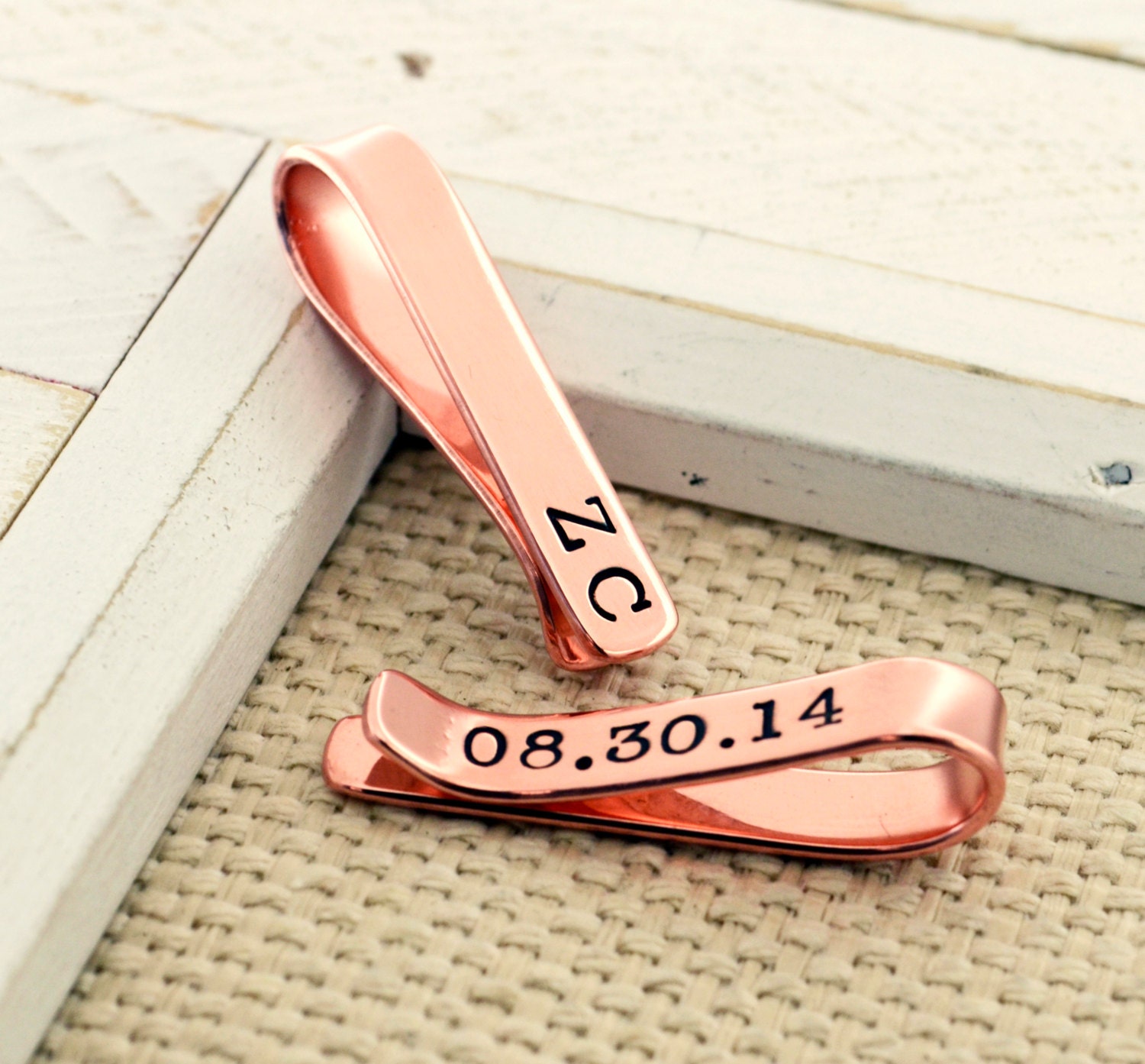 Copper Personalized Tie Clip Custom Tie Clip Monogram Tie | Etsy