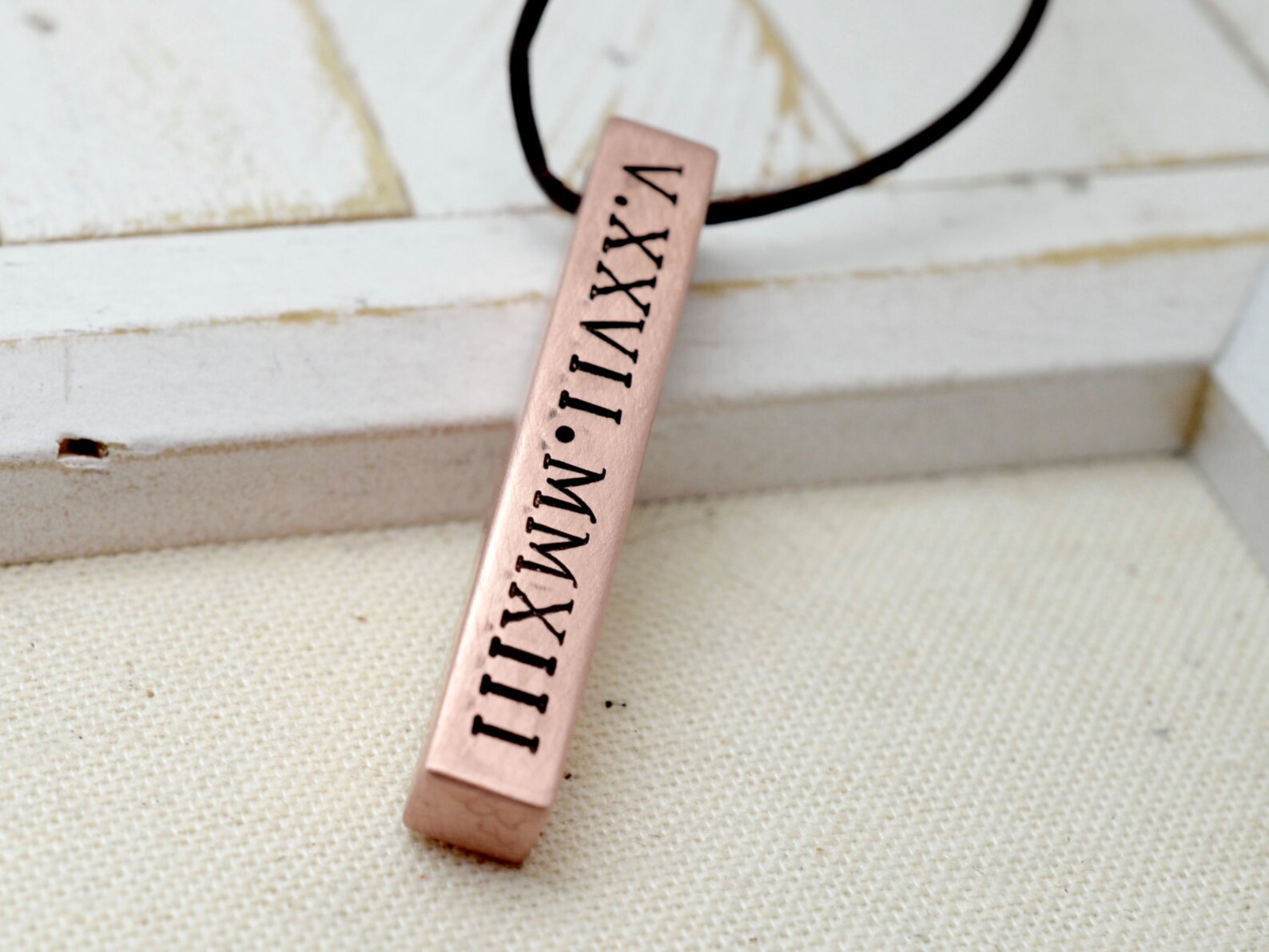 Roman Numeral Copper Bar Necklace for Men Personalized - Etsy