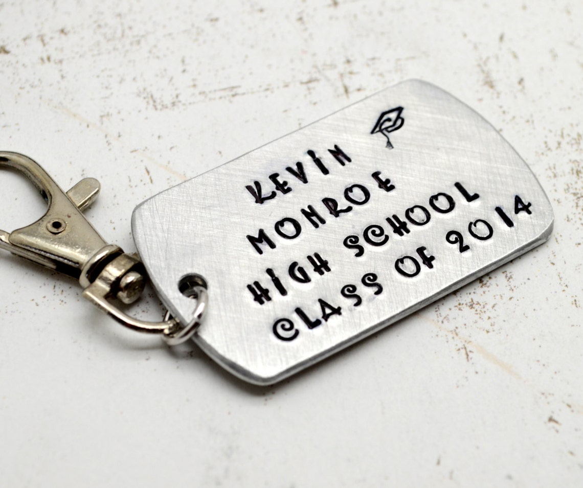 Personalized Dog Tag Key Chain Father's Day Graduation - Etsy