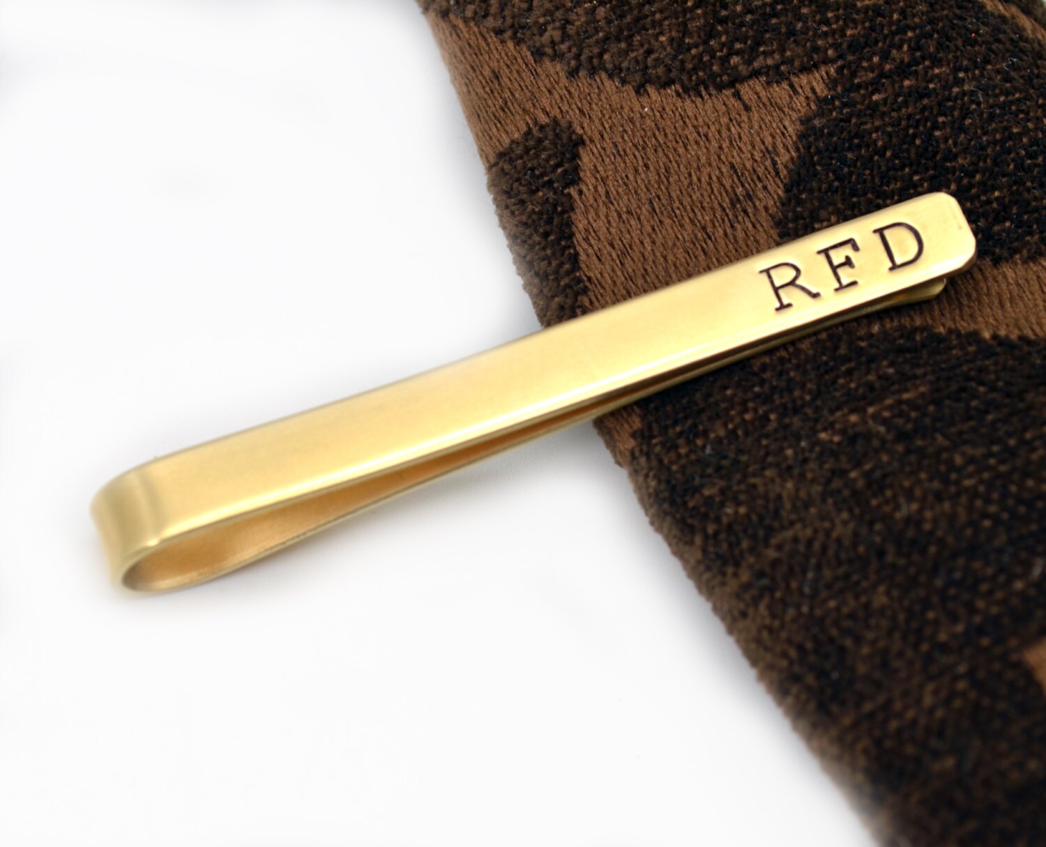 Personalized Tie Clip Brass Tie Clip Engraved Tie Bar | Etsy