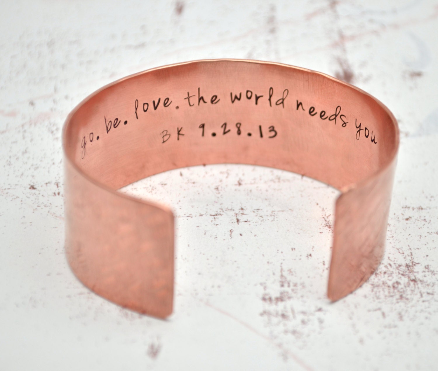 Long Quote Wide Copper Cuff Bracelet, Personalized Cuff, Hand Stamped ...