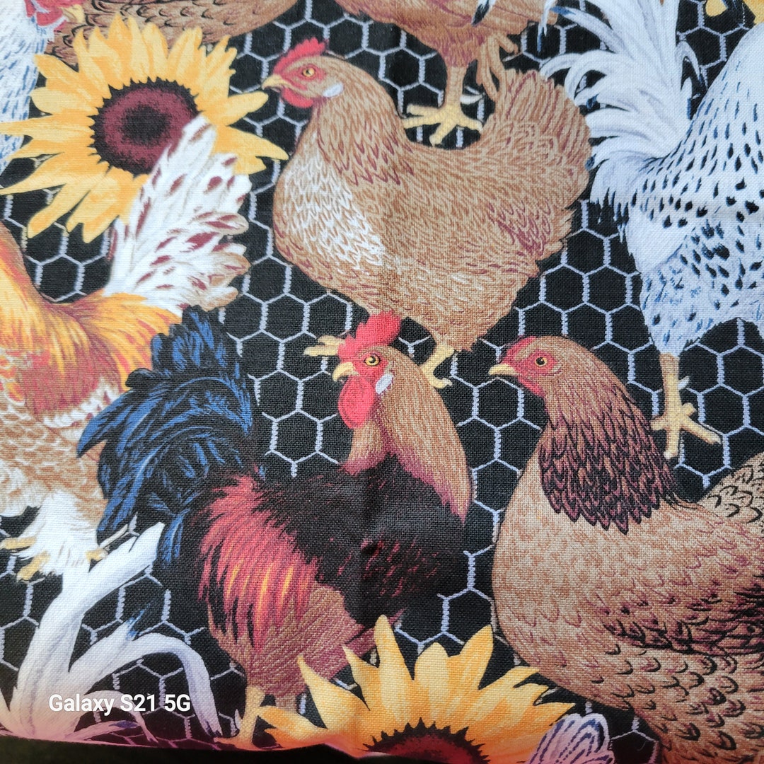 Chickens, and More Chicken on Black Cotton Fabric BTY - Etsy