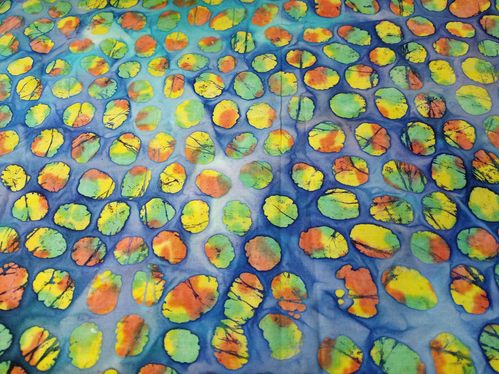 Multi-colors Batiks With Circles on Cotton Fabric BTY - Etsy