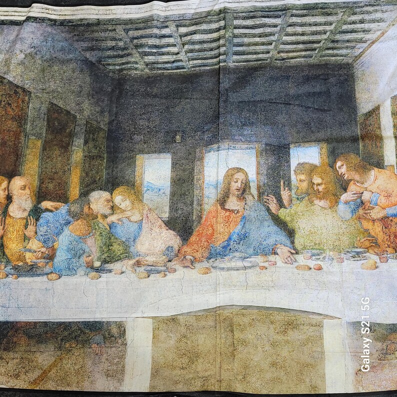 Leonardo De Vinci the Last Supper Fabric Panel 100% Cotton Print Fabric ...