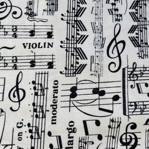 Musical Notes on White Cotton Fabric BTY - Etsy