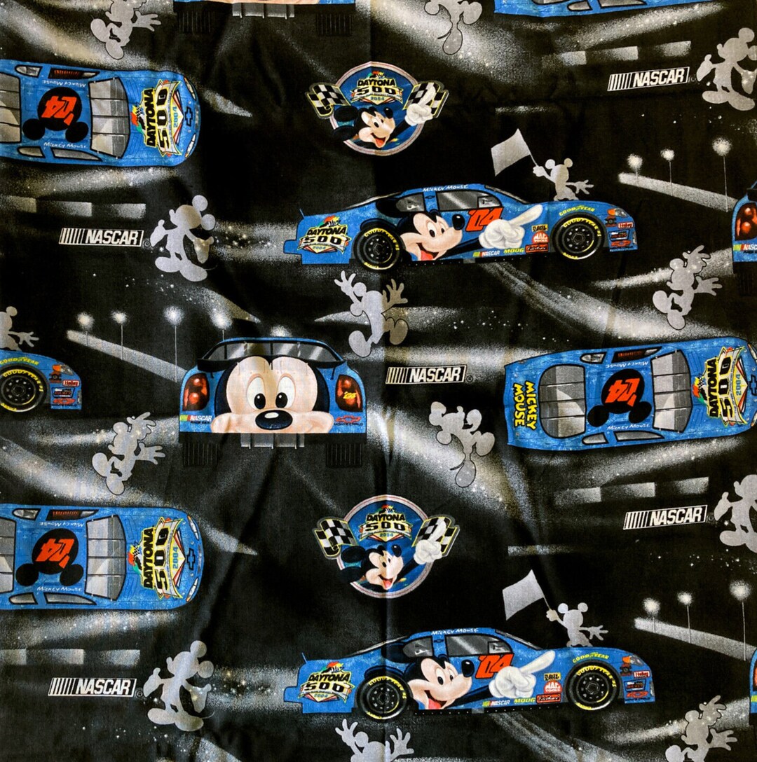 Disney Nascar Mickey Mouse on Gray/black Cotton Fabric BTY - Etsy