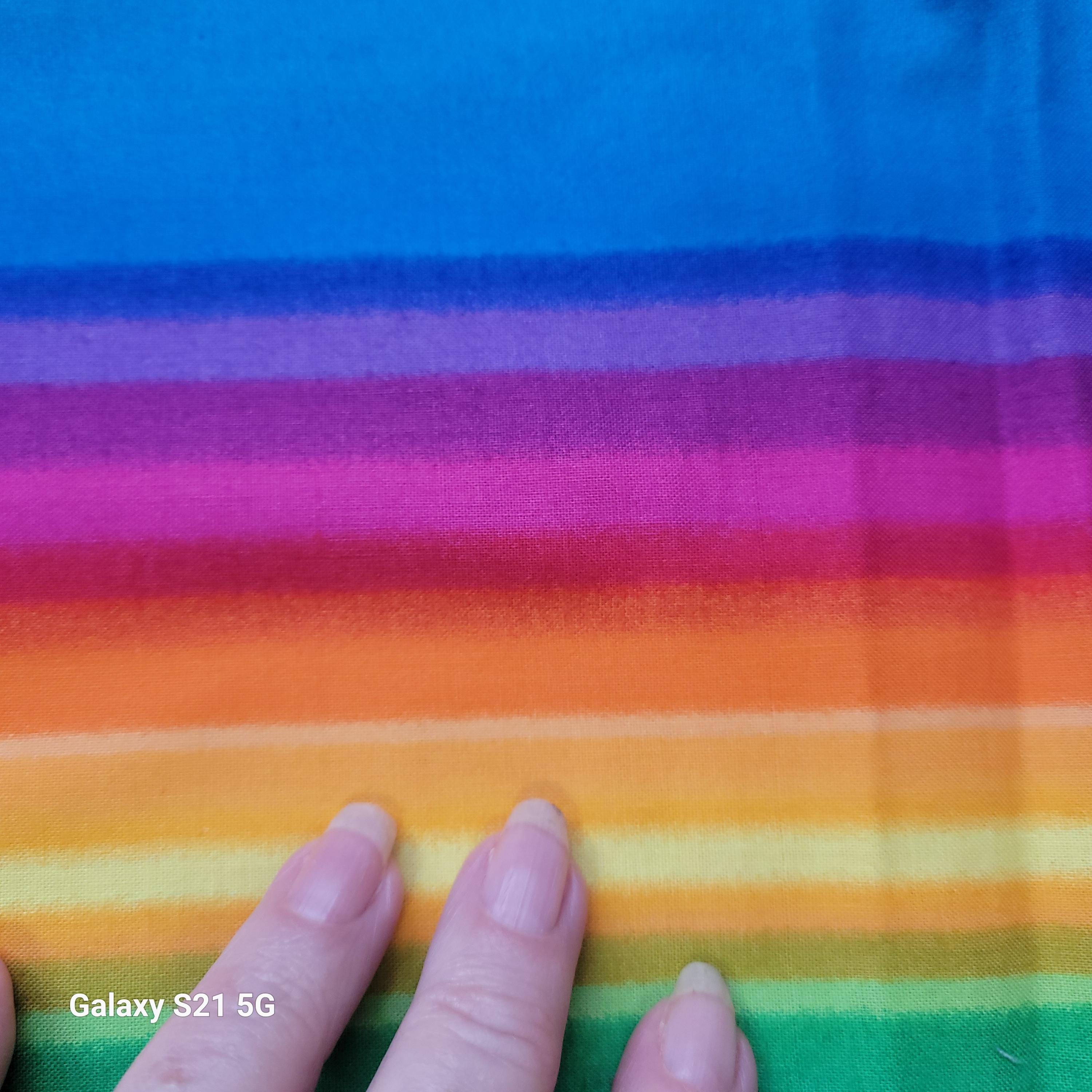 Rainbow Colors Stripes on Cotton Fabric BTY - Etsy