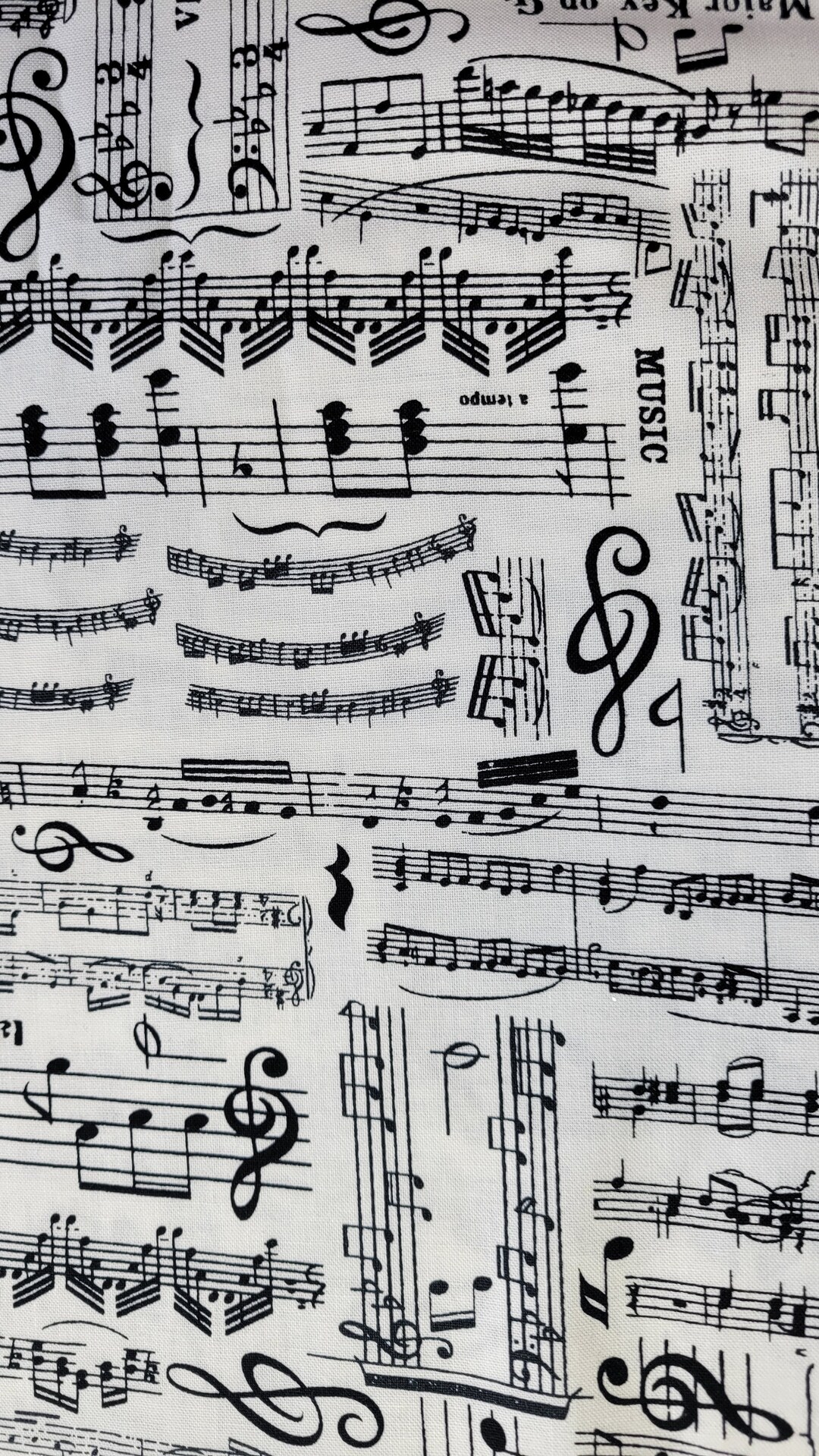 Musical Notes on White Cotton Fabric BTY - Etsy