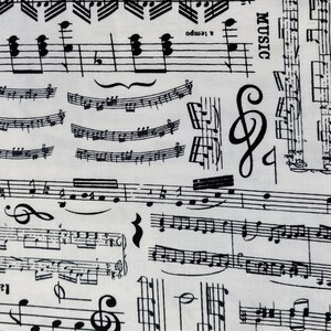 Musical Notes on White Cotton Fabric BTY - Etsy