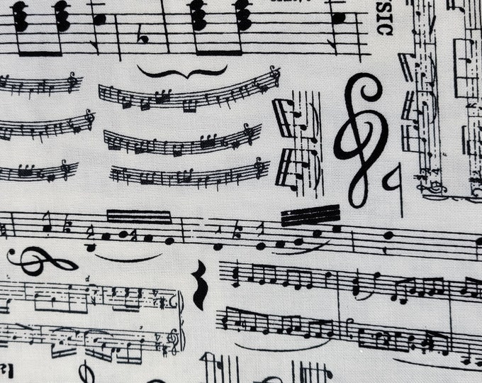 Musical Notes on White Cotton Fabric BTY - Etsy