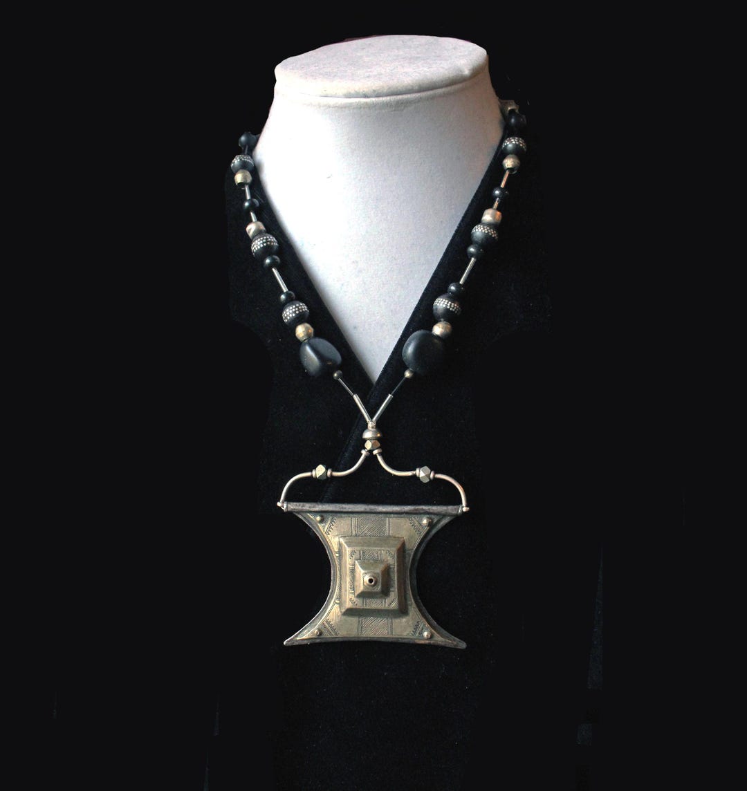 Vintage Handmade Etched Tuareg Talisman, Cornerless Cube Beads, Curved ...