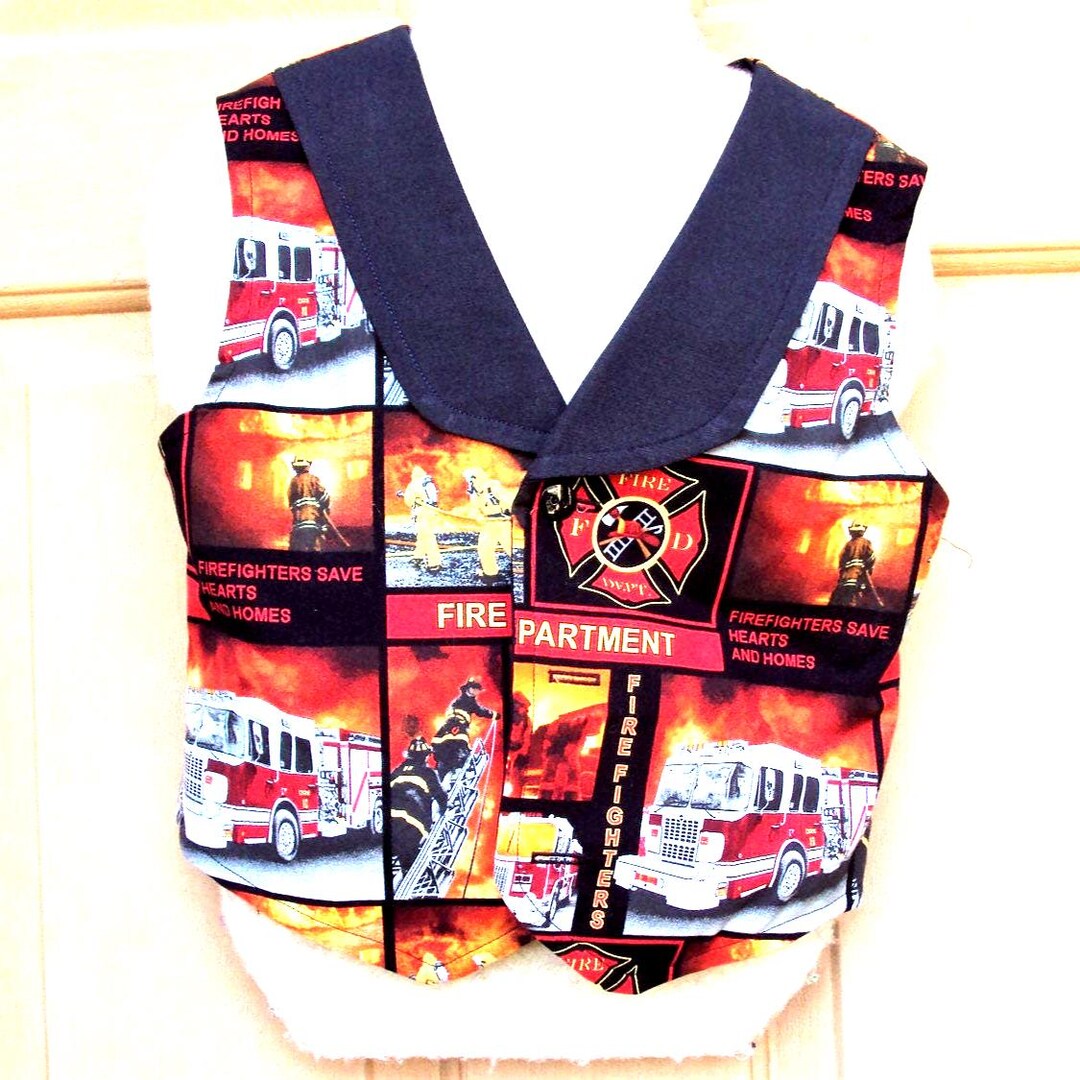 Fireman Print Tuxedo Vest: Children's Firefighter Waistcoat - Etsy