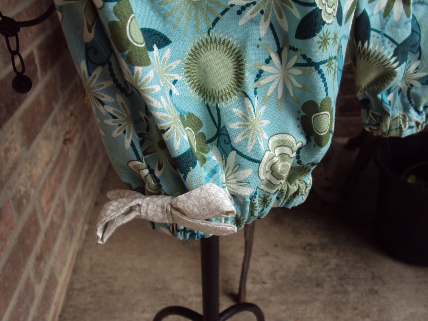 Two Piece Capris and Top Aqua With Green and Cream Flowers - Etsy
