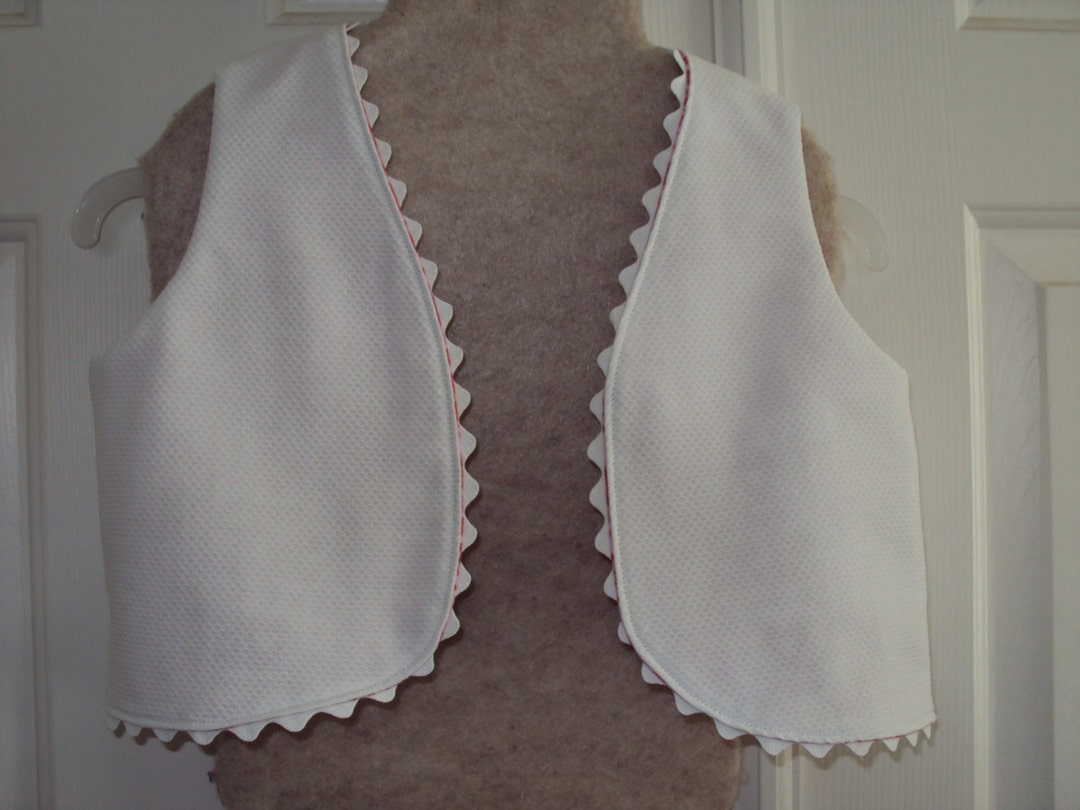 White Pique Vest Bolero Style girls Size 6-OOAK - Etsy