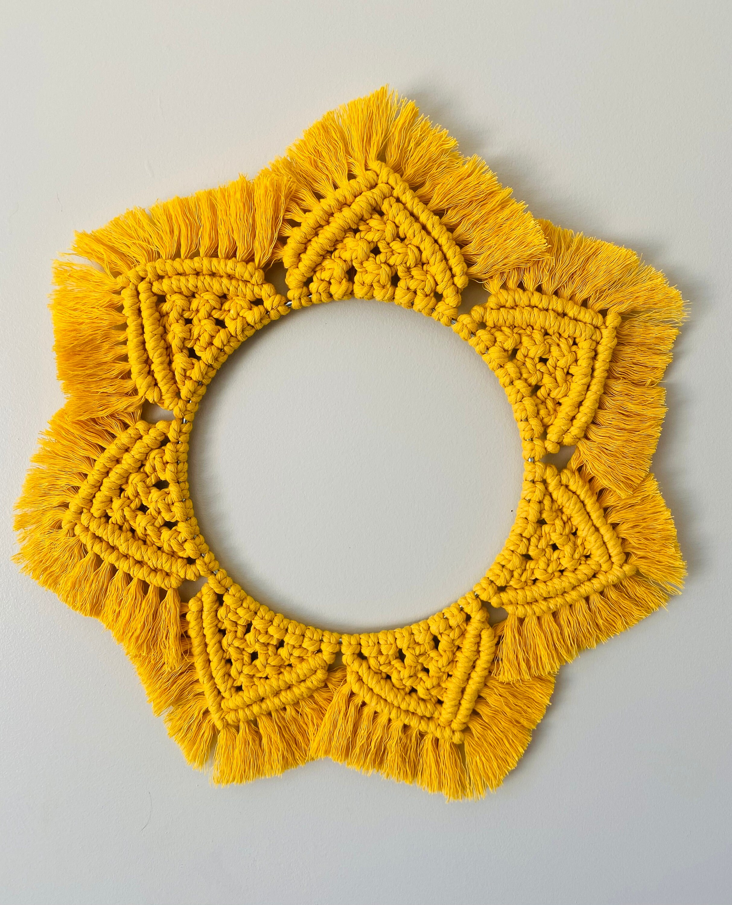 Hand Woven Yellow Macrame Sun Macrame Mandala Boho - Etsy UK