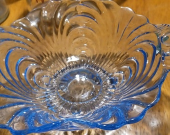 Vintage Cambridge Caprice Moonlight Blue 3 Footed Covered Glass Candy Dish With Ornate Finial - Etsy