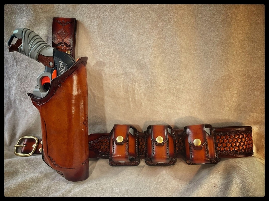 Gunslinger Rig for Modified NERF Hammershot Real Leather, LARP, Cosplay ...