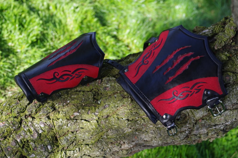 Custom Leather Bracers Celtic Tribal Barbarian Elven / - Etsy