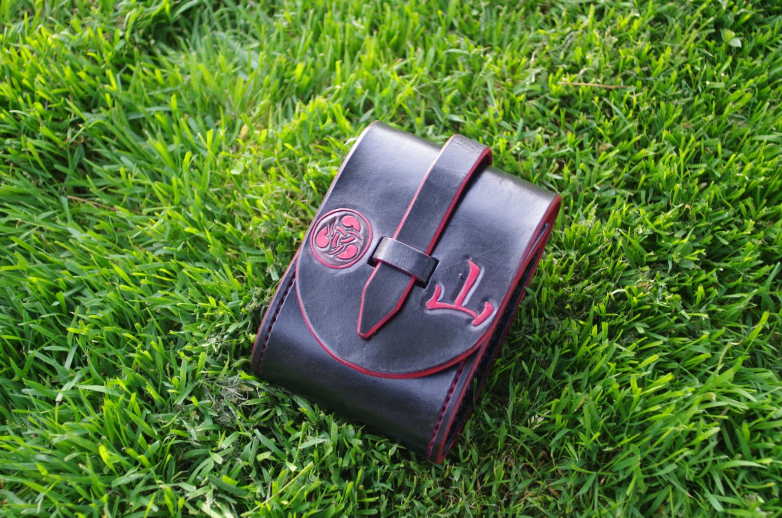 Customizable Leather Pouch with Strap Closure | Etsy