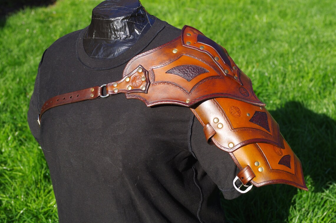 Custom Tooled Leather Shoulder Armor Single Pauldron LARP | Etsy