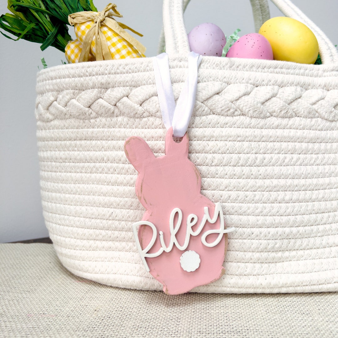 Easter Bunny Tag Easter Name Tag Easter Gift Tag Easter Basket Tag Wood ...