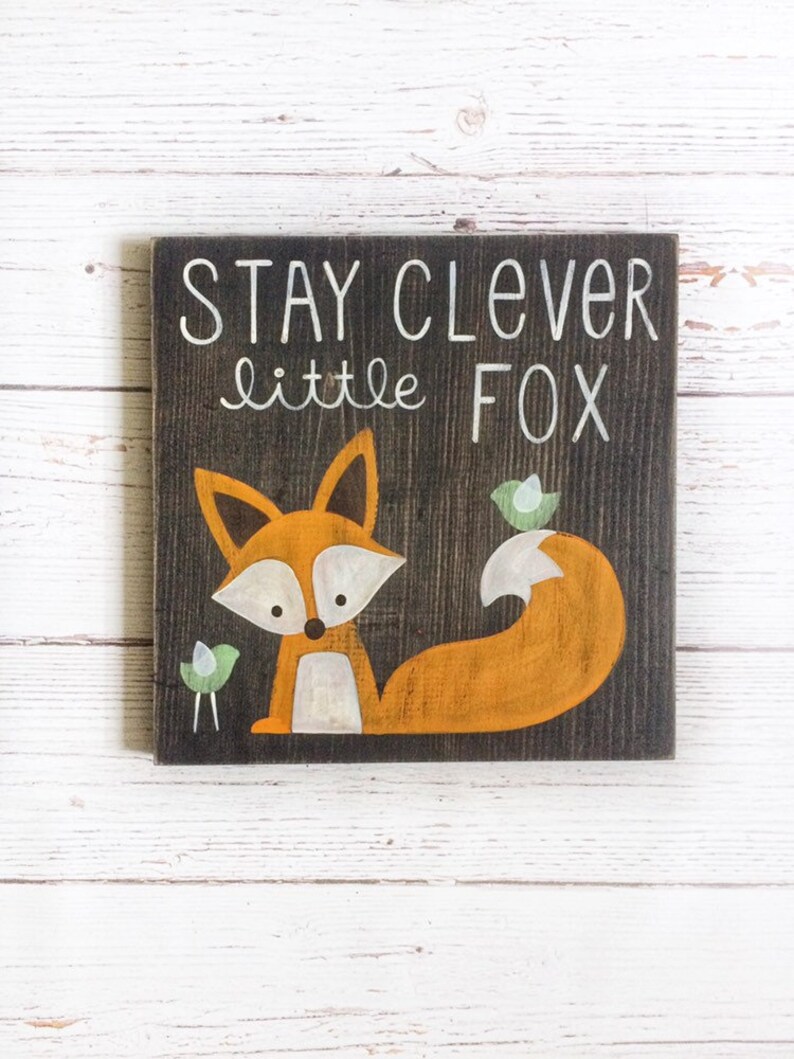 Stay Clever Little Fox Decor Woodland Creatures Nursery Wall | Etsy