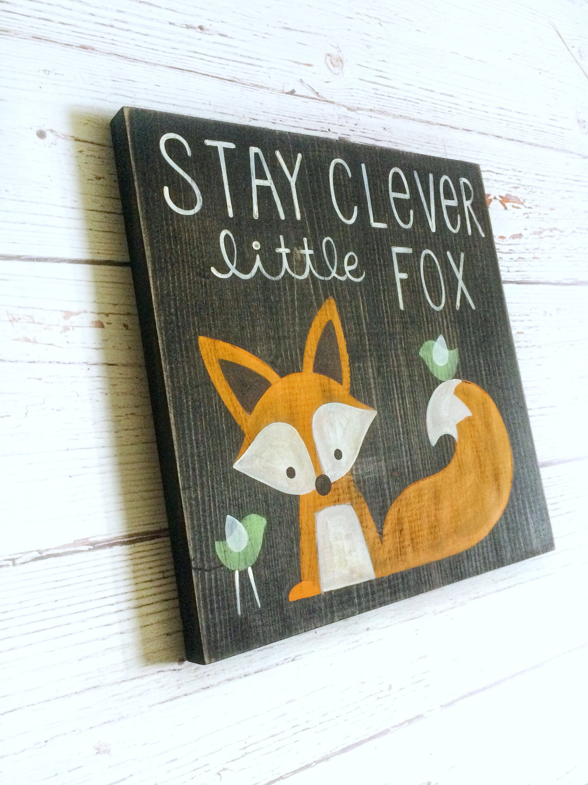 Stay Clever Little Fox Decor Woodland Creatures Nursery Wall | Etsy