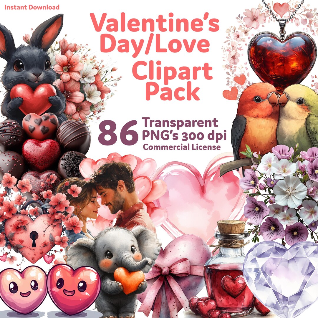 Valentine's Day Love Clipart - 86 Transparent Png's, Watercolor ...
