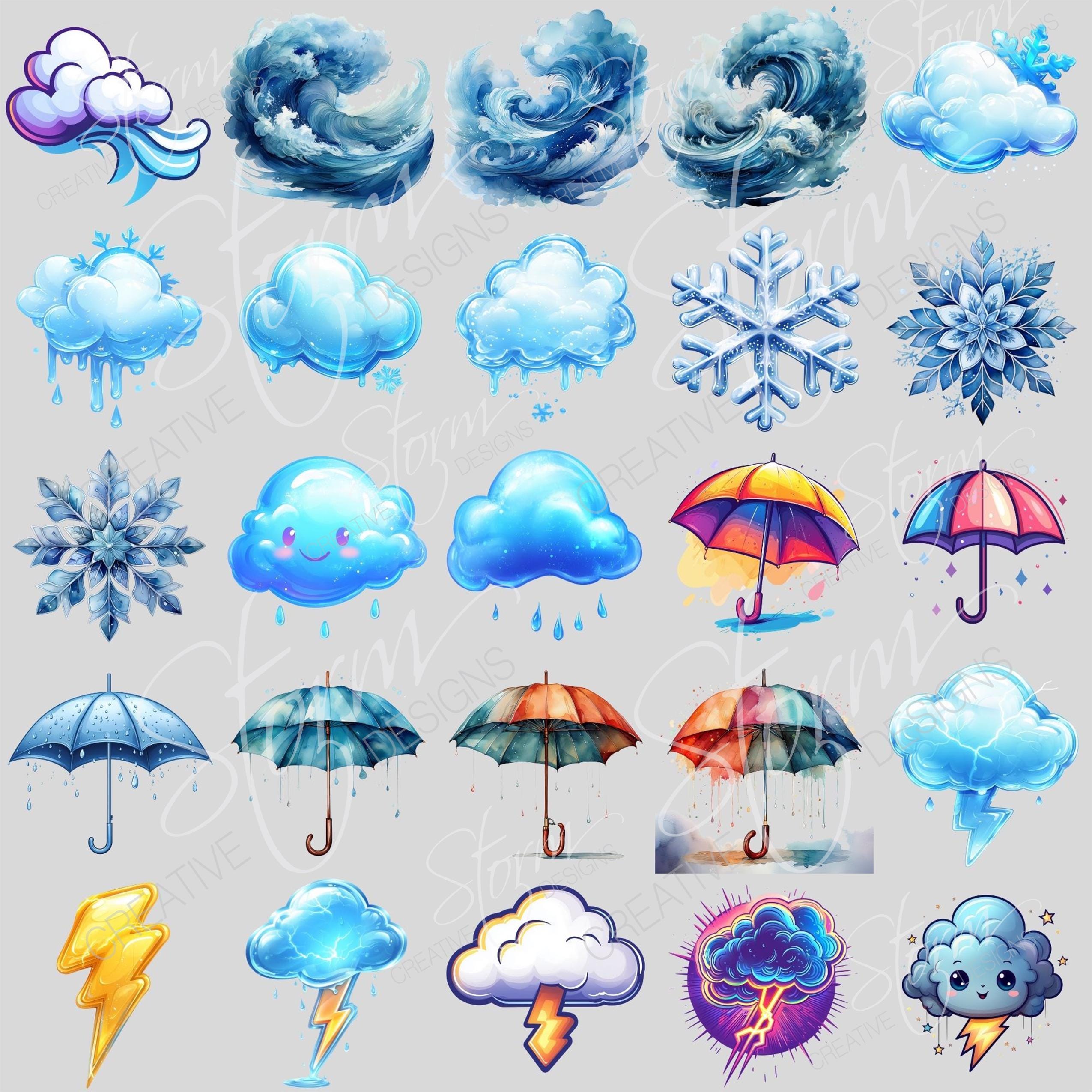 Customizable Weather Clipart Bundle: Editable PNG Files (instant ...
