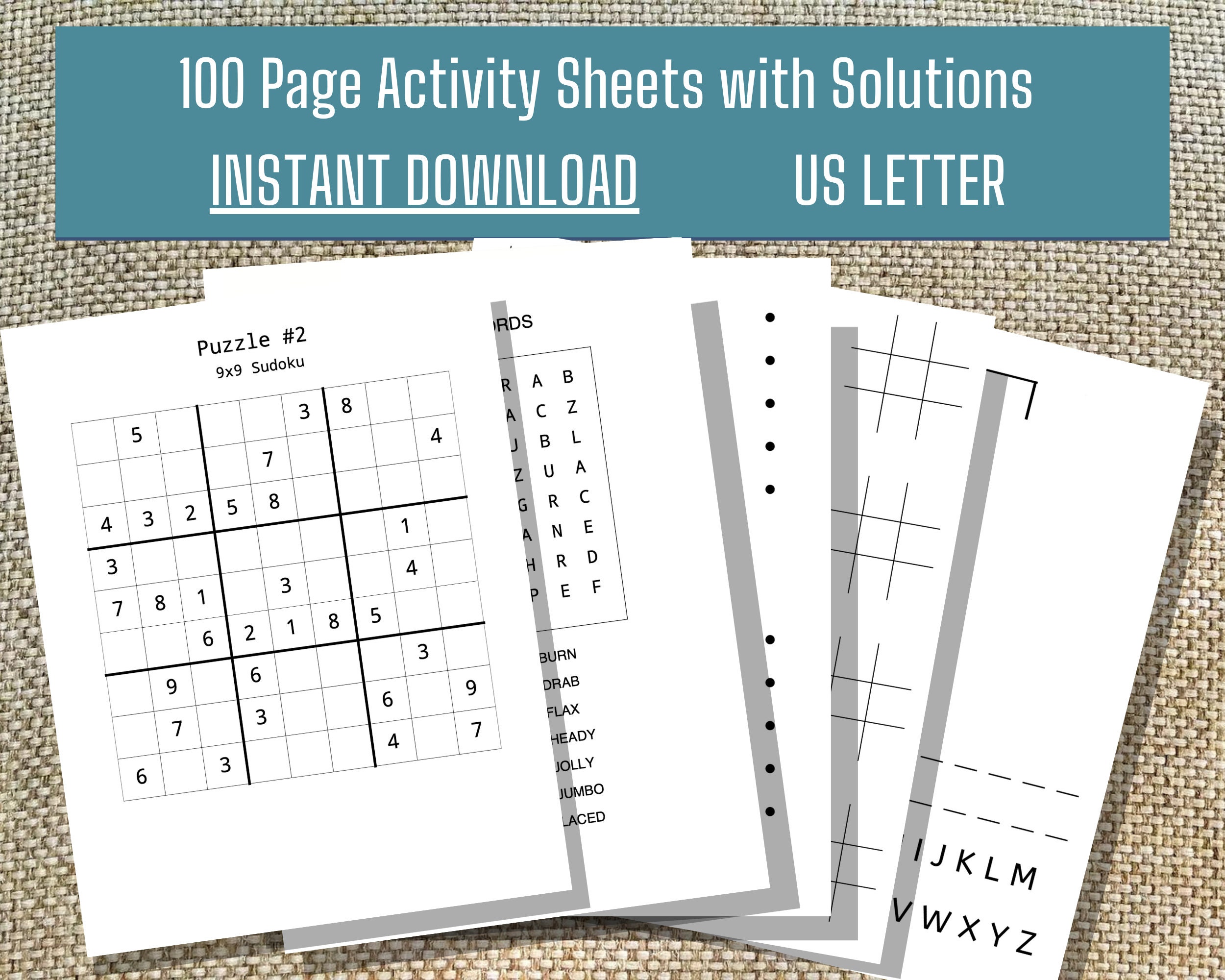Fun Activity Book for Kids, Hangman Sheets, Sudoku Puzzles, Word Search ...
