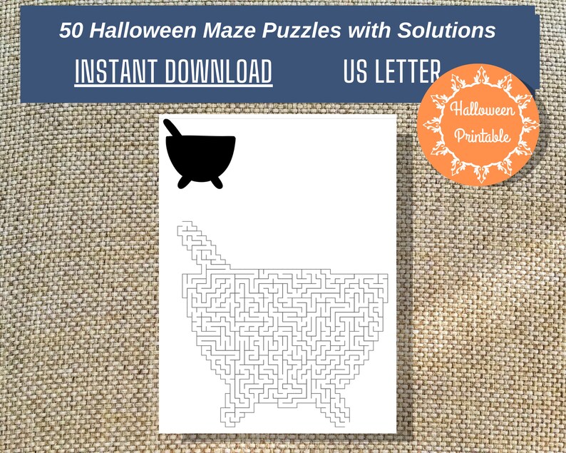 50 Halloween Maze Puzzles for Kids & Teens (printable) - Etsy