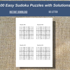 Easy Sudoku Printable, 100 Pages Easy Sudoku Puzzles With Solutions , 100 Sudoku Puzzles for ...