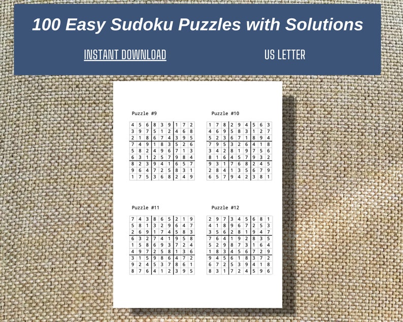 Easy Sudoku Printable, 100 Pages Easy Sudoku Puzzles With Solutions ...