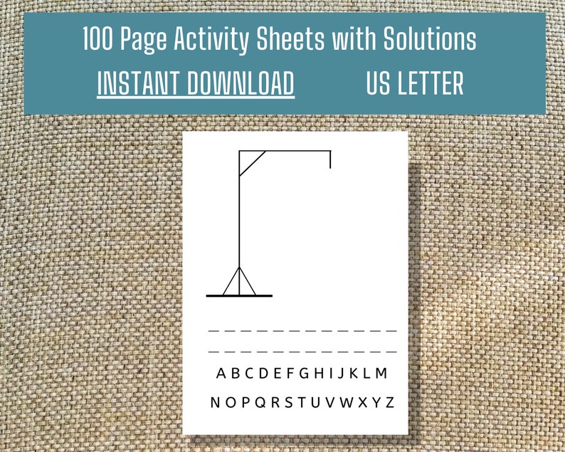 Fun Activity Book for Kids Hangman Sheets Sudoku Puzzles - Etsy