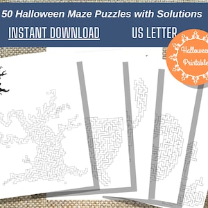 50 Halloween Maze Puzzles for Kids & Teens (printable) - Etsy