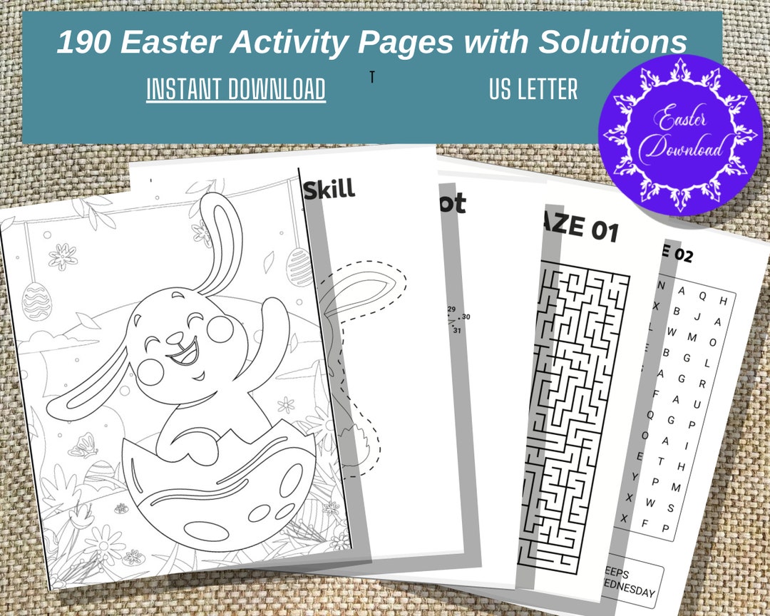 190 Page Easter Activity Book for Kids,fun Easter Activity Pages for ...
