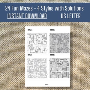 Maze Puzzle Variety Pack 24 Puzzles, 24 Printable Worksheets With ...