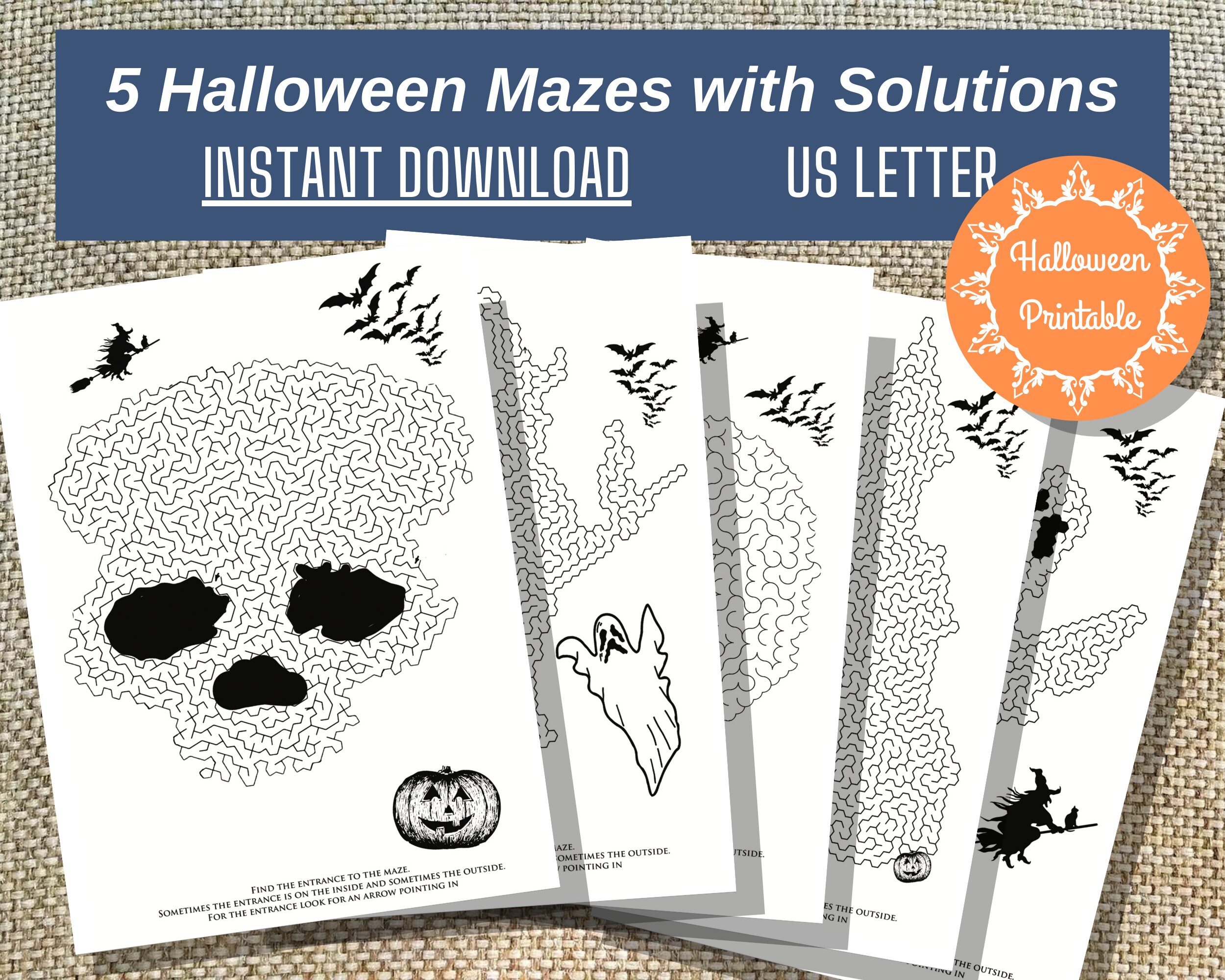 Maze Puzzles for Halloween, Maze Puzzles for Kids, Maze Puzzles for ...