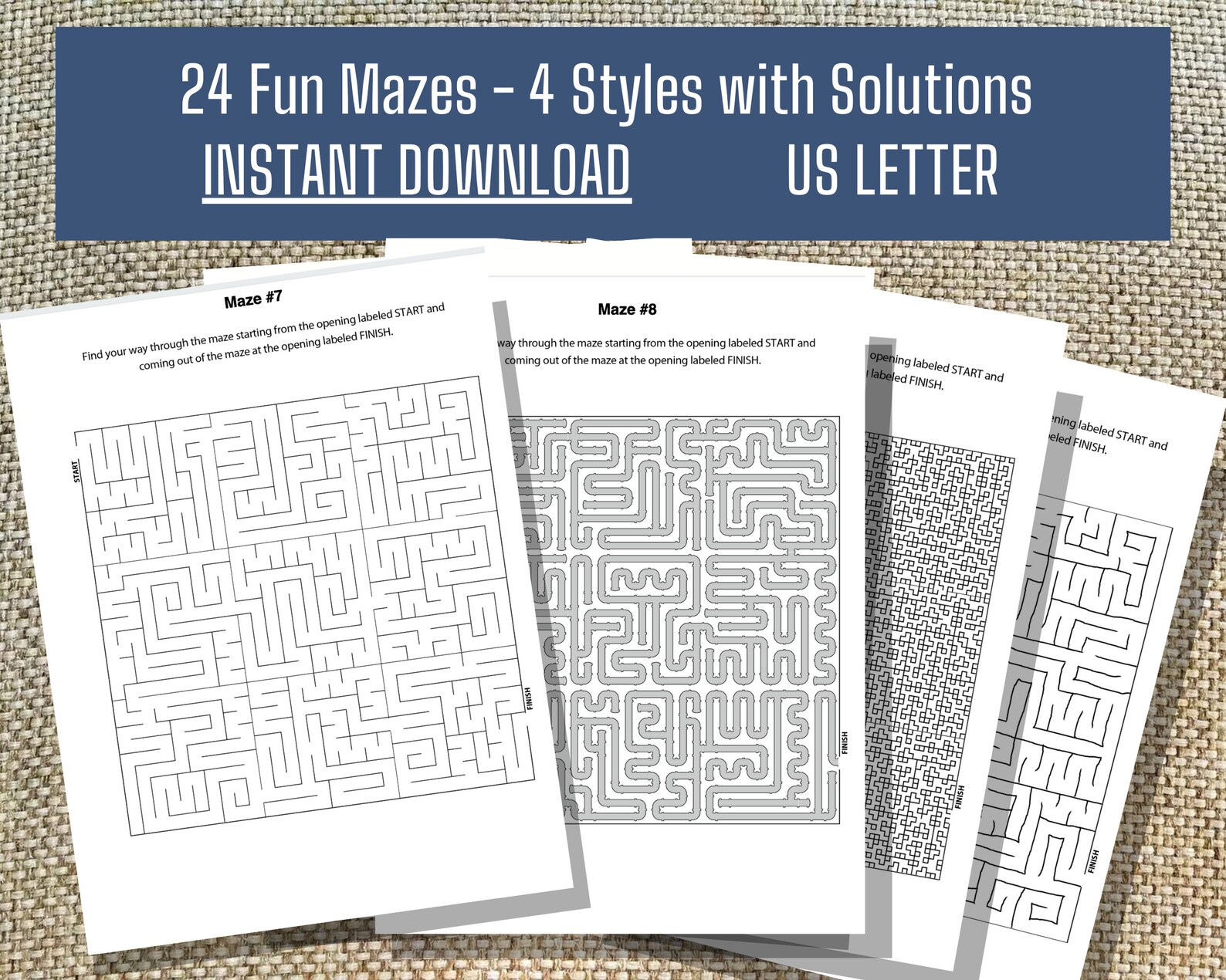 Maze Puzzle Variety Pack 24 Puzzles, 24 Printable Worksheets With ...