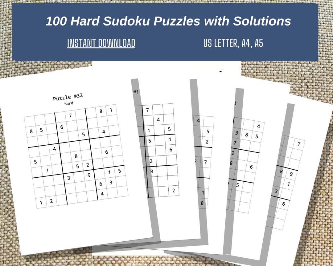 Sudoku Printable, 100 Pages Hard Sudoku Puzzles With Solutions , 100 ...