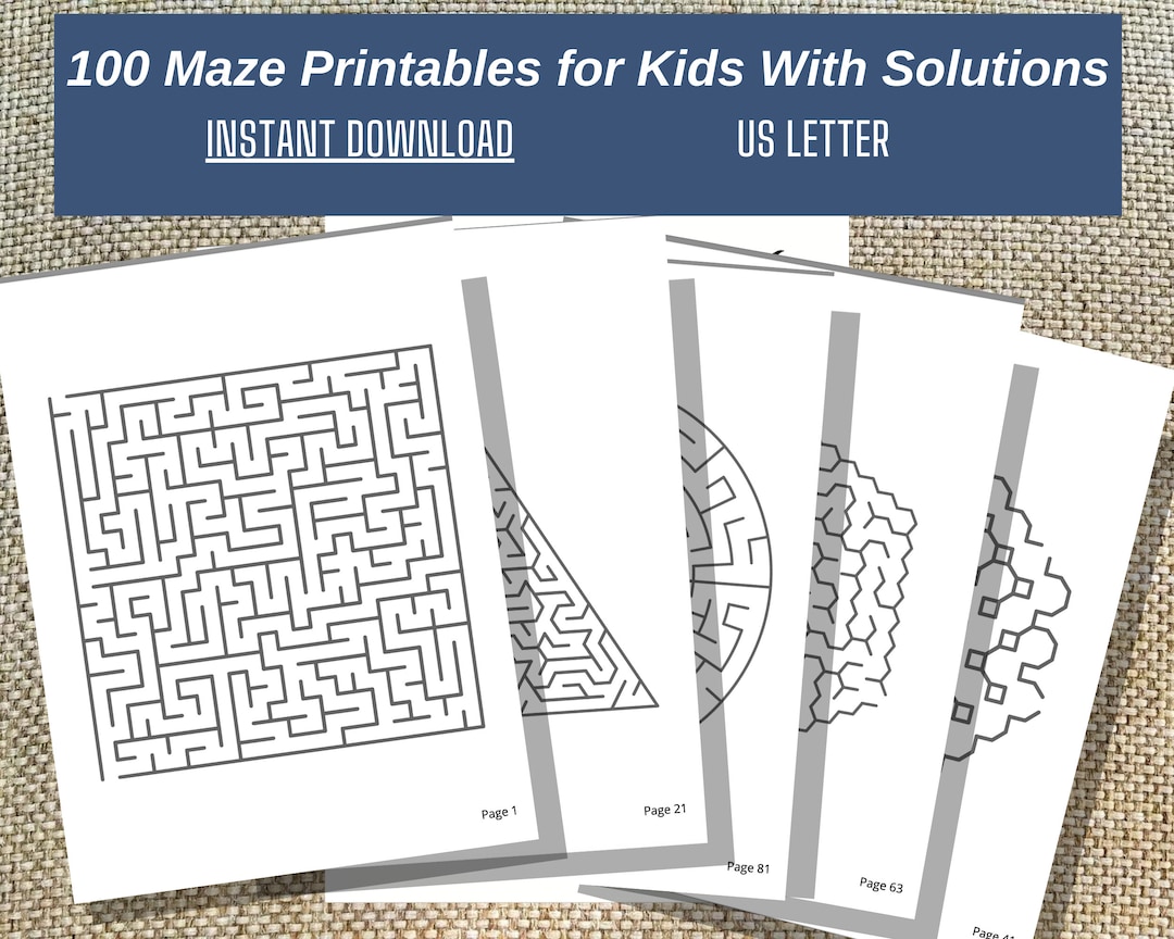 100 Printable Maze Puzzles for Adults and Teens, Brain Games for Adults ...