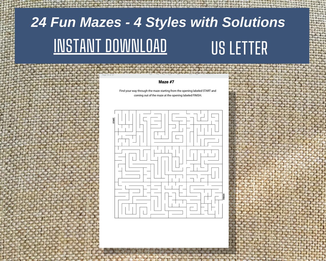 Maze Puzzle Variety Pack 24 Puzzles, 24 Printable Worksheets With ...