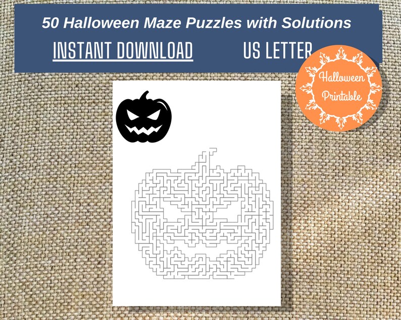 50 Halloween Maze Puzzles for Kids & Teens (printable) - Etsy
